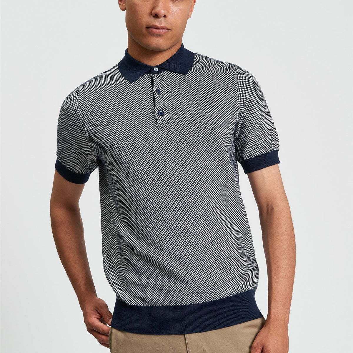 Coloured Textured Polo in Dark Navy – Partisan and Co
